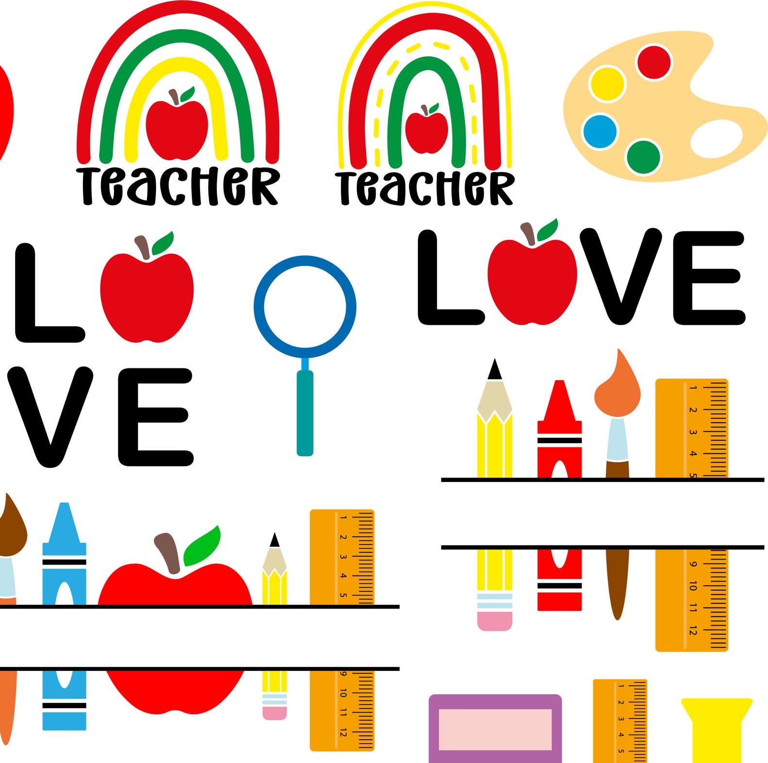 Teacher Appreciation Clipart Set - Fun and Colorful School-themed Svgs ...