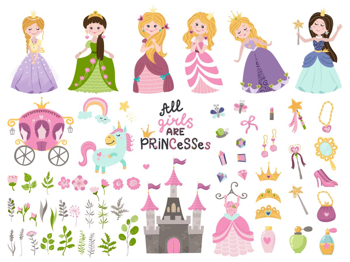Princess Clipart Set - Magical and Whimsical Princess-themed Svgs ...
