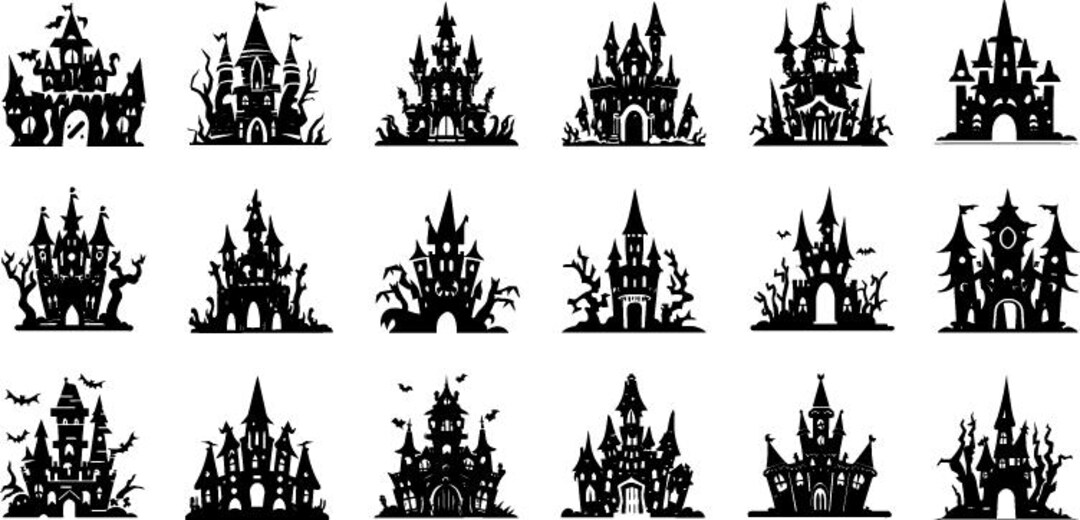 Spooky Castles SVG Set - Haunted Halloween Clipart - Instant Download ...
