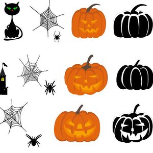 Halloween Clipart Set - Spooky Cats, Pumpkins, and Haunted Icons ...