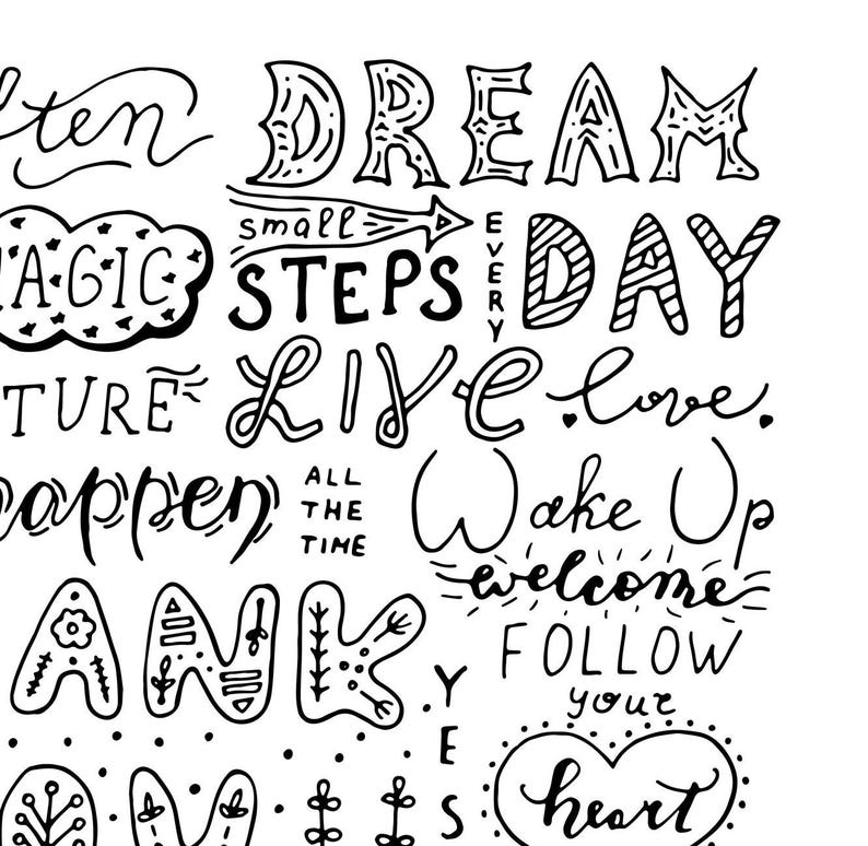 Motivational Doodle Art - Hand-lettered Quote Set - Instant Download - Etsy