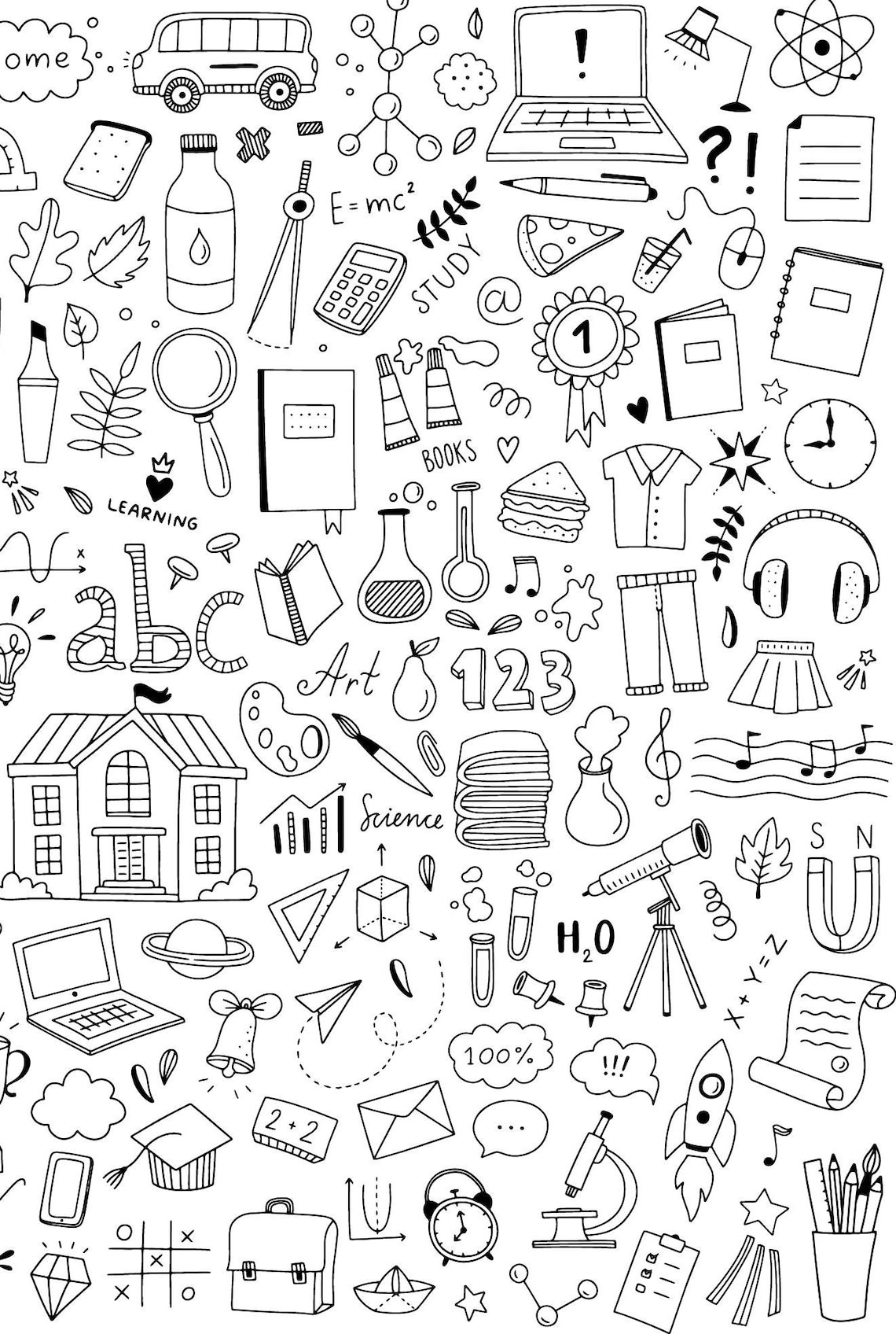 Doodle School Clipart Set - Fun and Educational Svgs - Instant Download ...