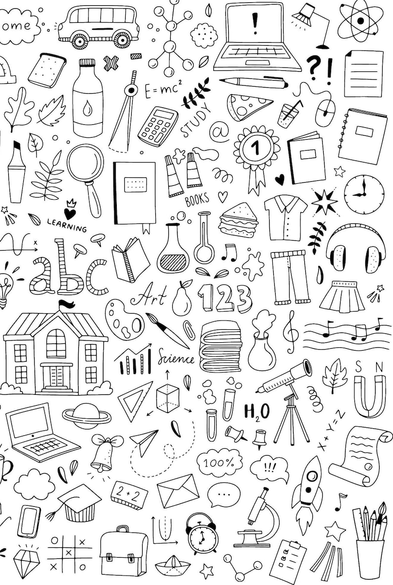 Doodle School Clipart Set - Fun and Educational Svgs - Instant Download ...