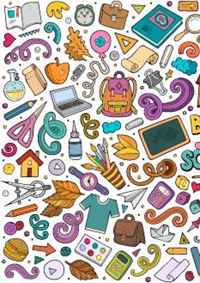 Colorful Back to School Clipart Set - Fun and Educational Svgs ...