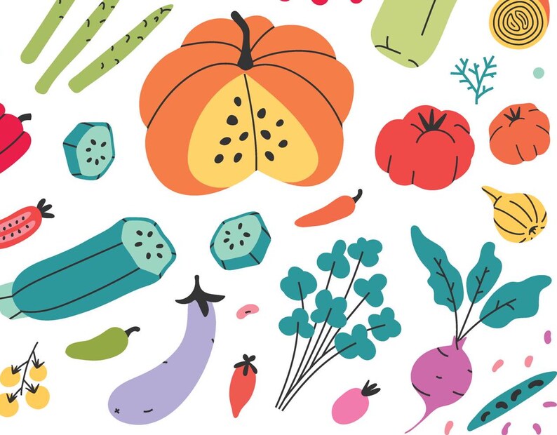 Vegetable Clipart Set - Hand-drawn Cartoon Vegetables - SVG File ...