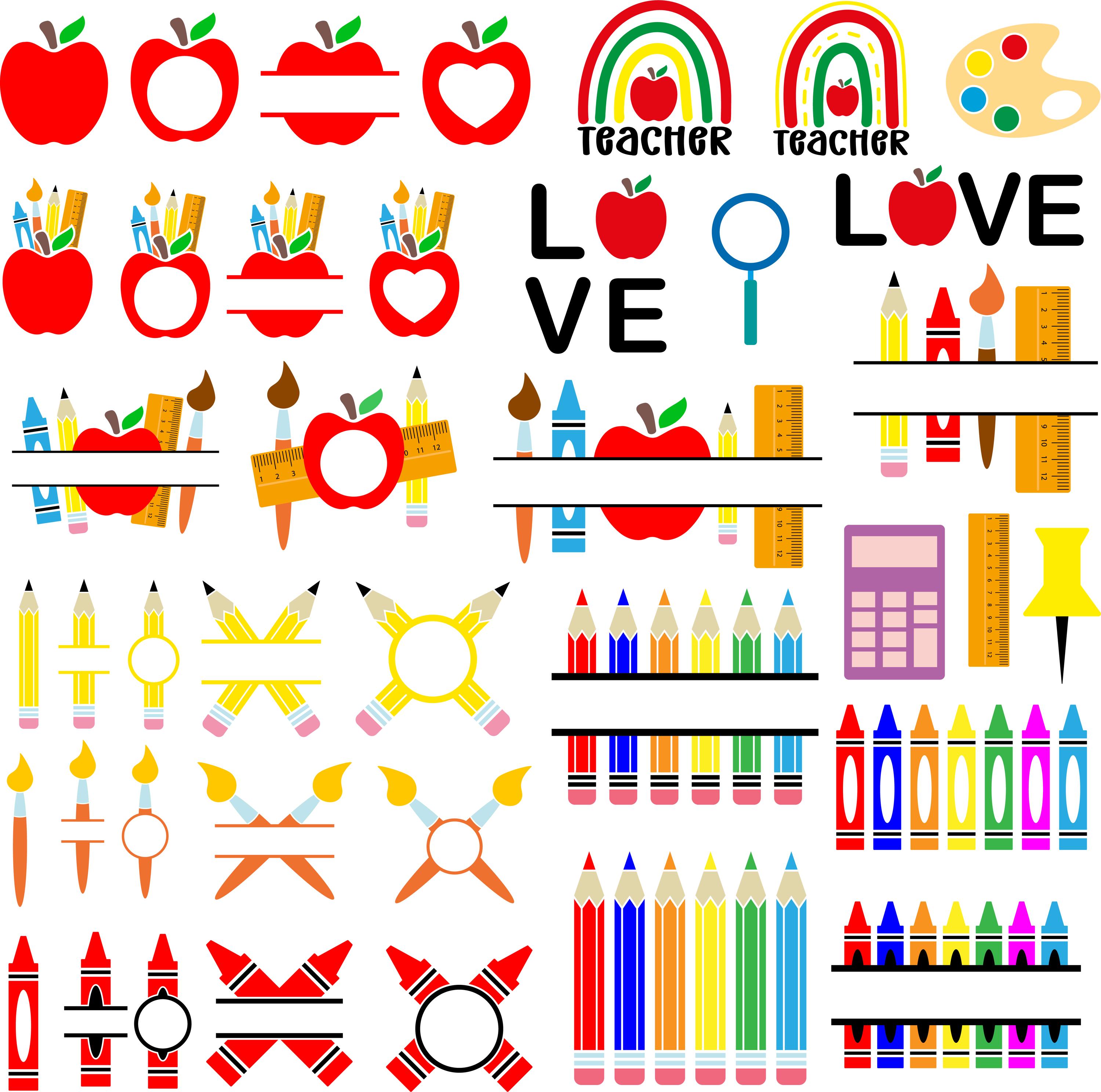 Teacher Appreciation Clipart Set - Fun and Colorful School-themed Svgs ...