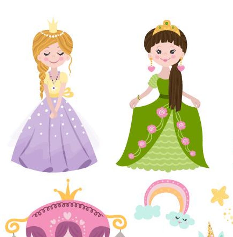 Princess Clipart Set - Magical and Whimsical Princess-themed Svgs ...