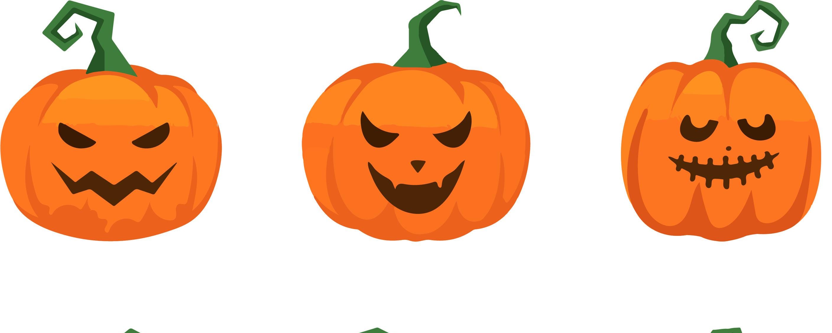 Jack-o’-lantern Clipart Set - Spooky & Fun Pumpkin Faces - Instant ...