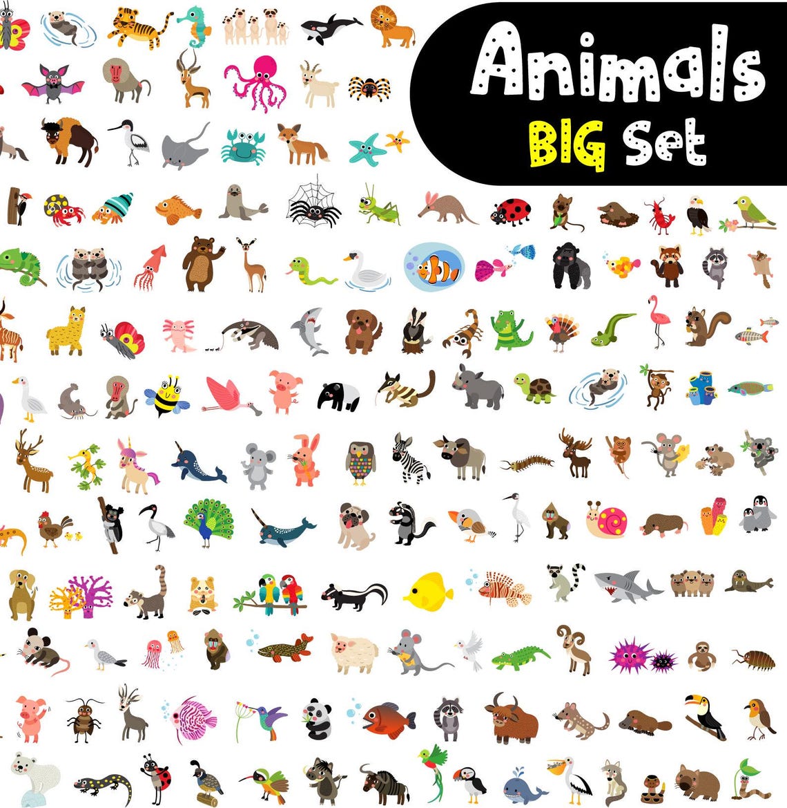 Animal Clip Art Set - Etsy
