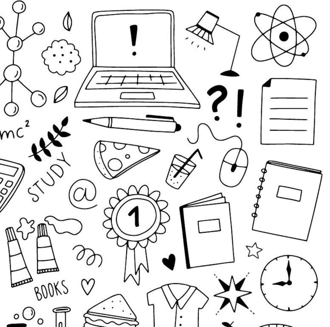 Doodle School Clipart Set - Fun and Educational Svgs - Instant Download ...