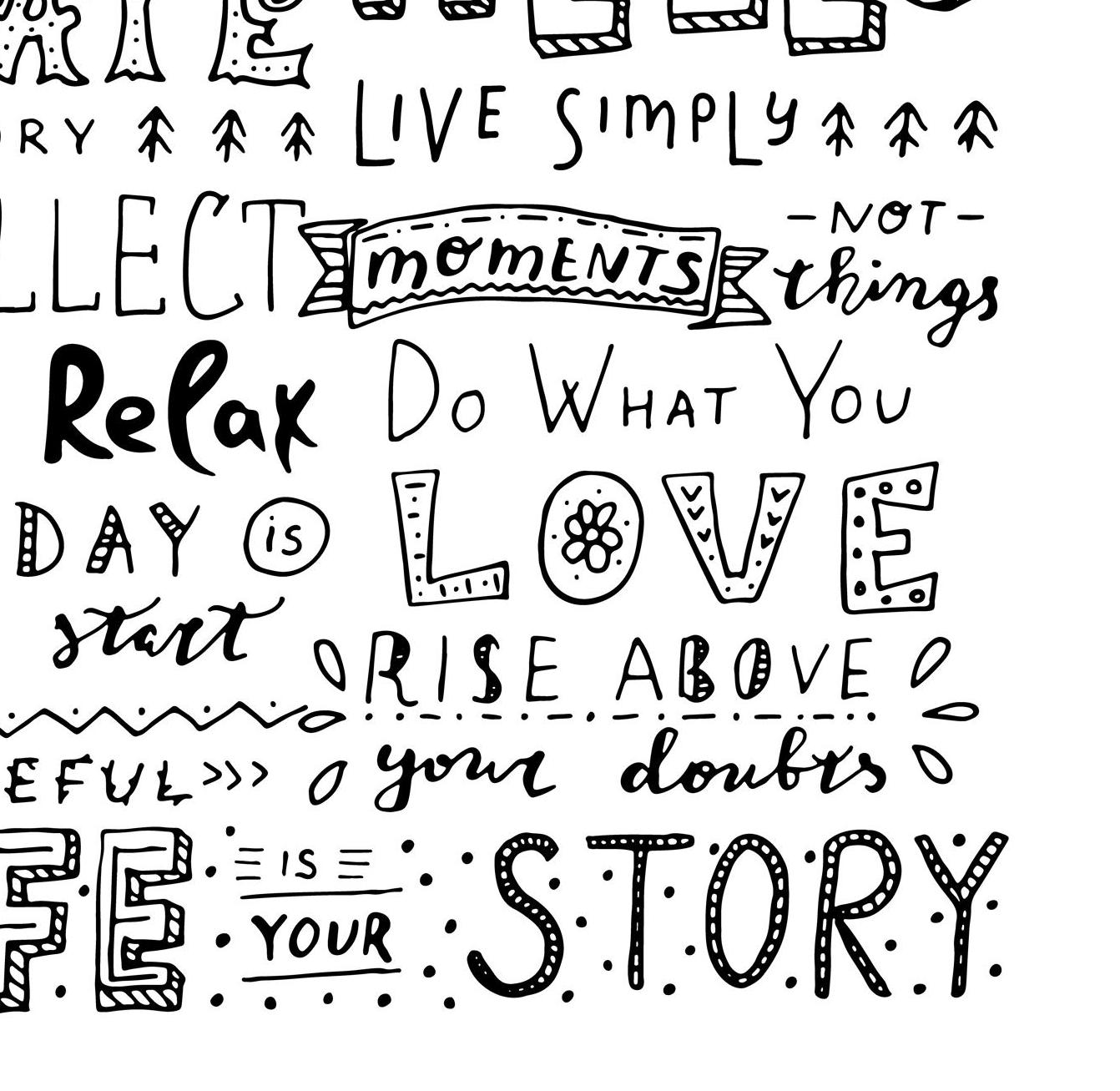 Motivational Doodle Art - Hand-lettered Quote Set - Instant Download - Etsy