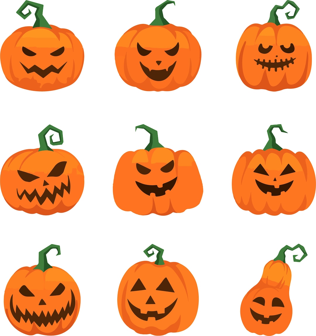Jack-o’-lantern Clipart Set - Spooky & Fun Pumpkin Faces - Instant ...