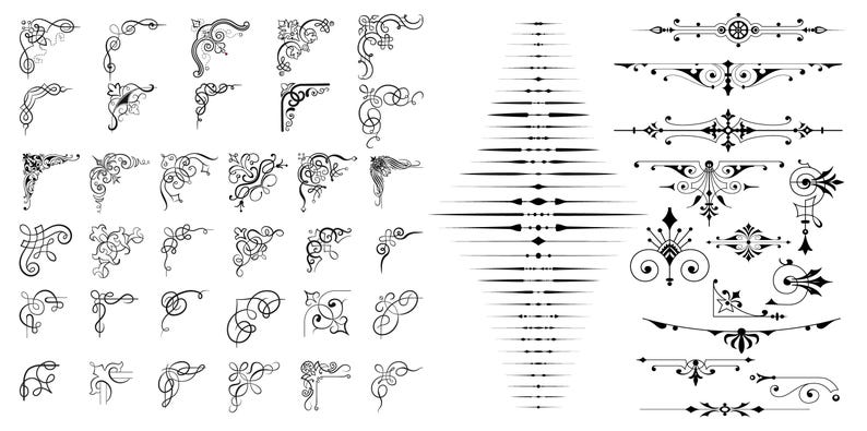Ornamental Clipart Set - Elegant Corners, Dividers, and Flourishes ...