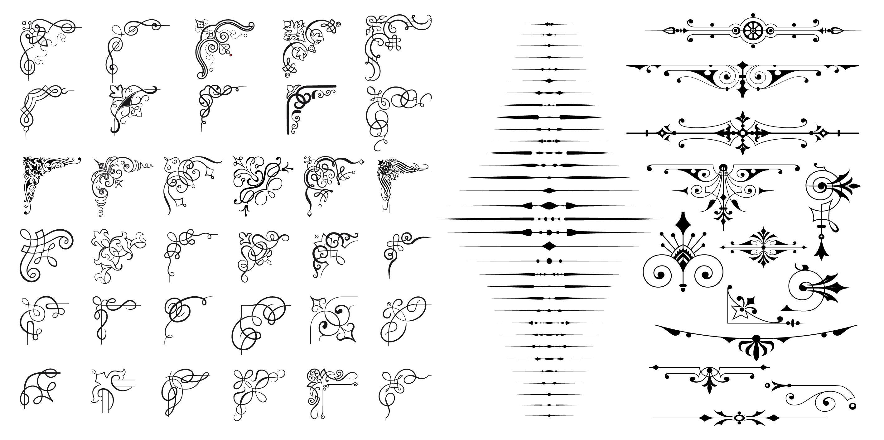 Ornamental Clipart Set - Elegant Corners, Dividers, and Flourishes ...