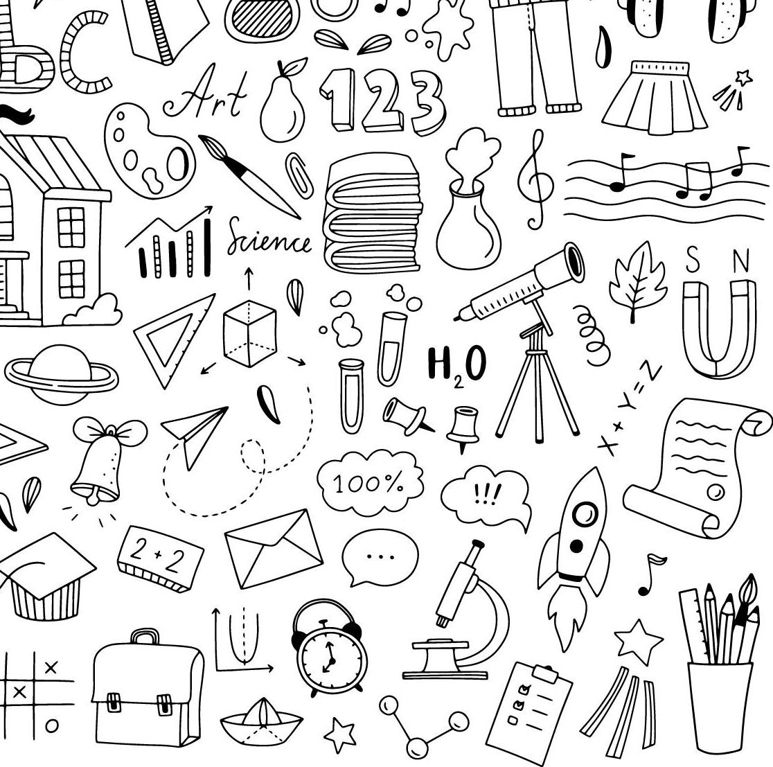 Doodle School Clipart Set - Fun and Educational Svgs - Instant Download ...