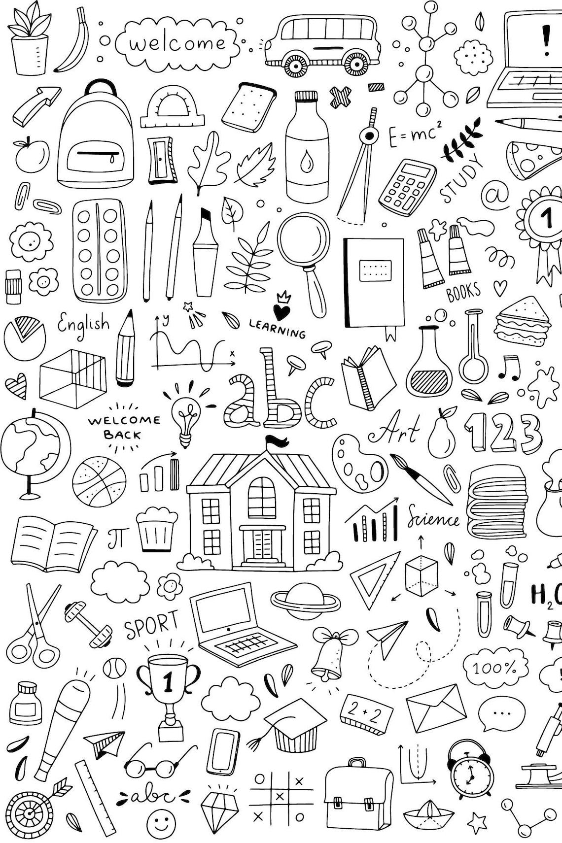 Doodle School Clipart Set - Fun and Educational Svgs - Instant Download ...