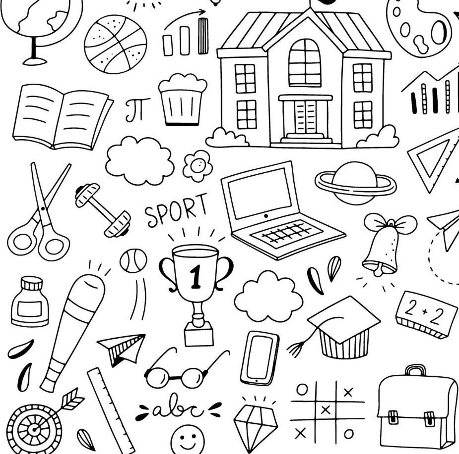 Doodle School Clipart Set - Fun and Educational Svgs - Instant Download ...