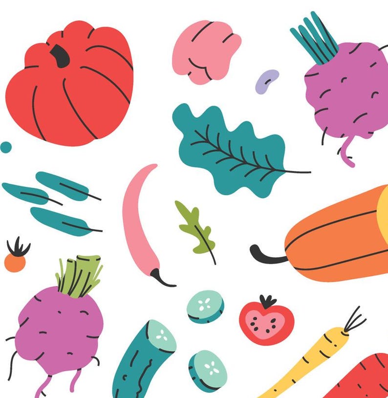 Vegetable Clipart Set - Hand-drawn Cartoon Vegetables - SVG File ...