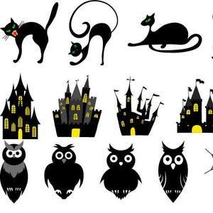 Halloween Clipart Set - Spooky Cats, Pumpkins, and Haunted Icons ...