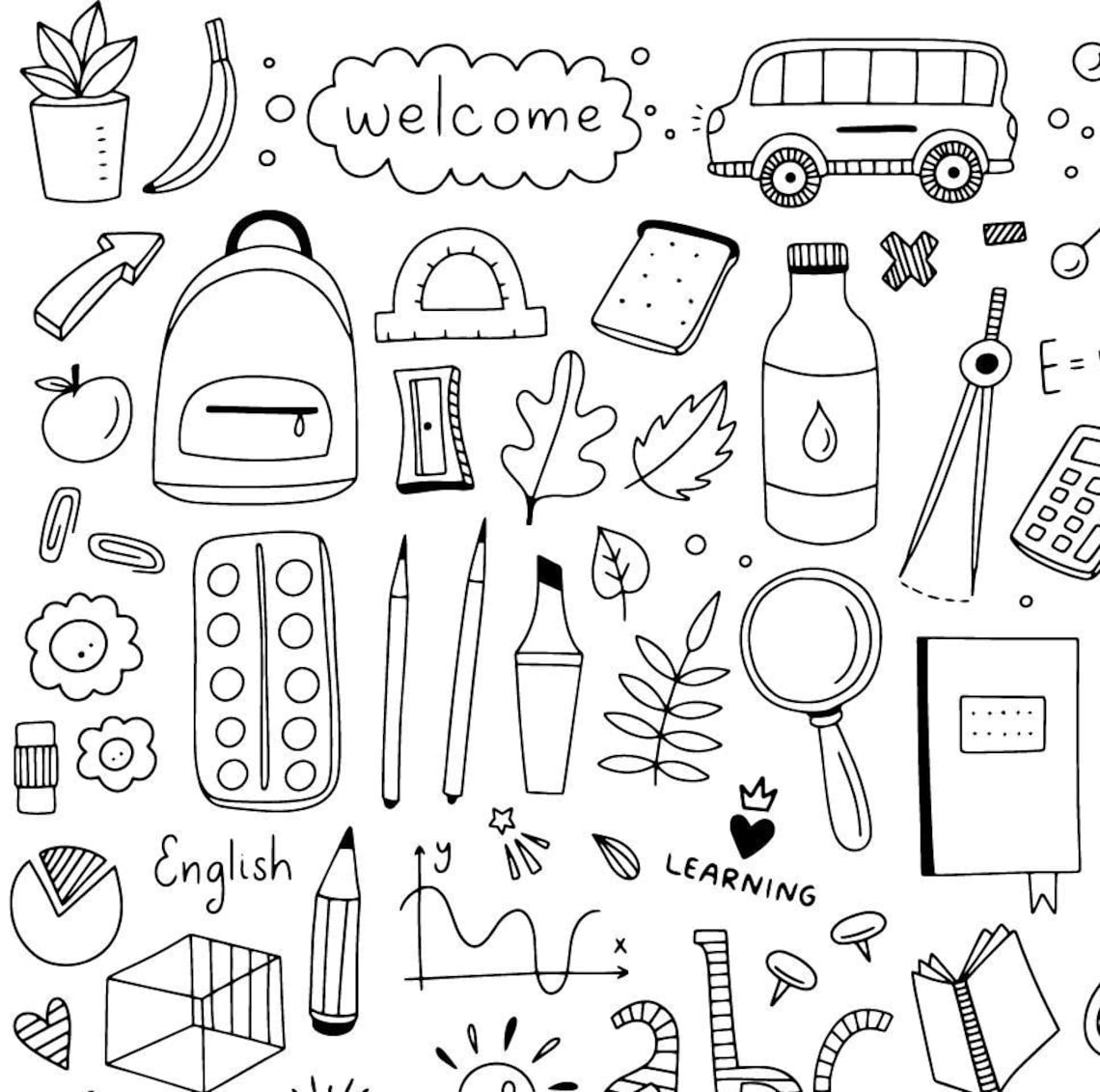 Doodle School Clipart Set - Fun and Educational Svgs - Instant Download ...