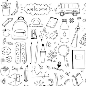 Doodle School Clipart Set - Fun and Educational Svgs - Instant Download ...