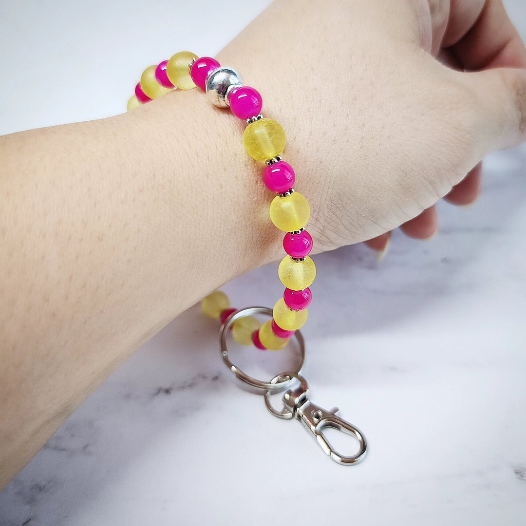 Pink Lemonade Wristlet Keychain, Gift for Wife, Gift for Daughter, Neon ...