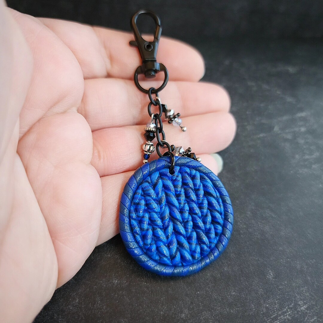 Blue Knitting Keychain, Knitting Lover Keychain, Knitting Gift, Gift ...