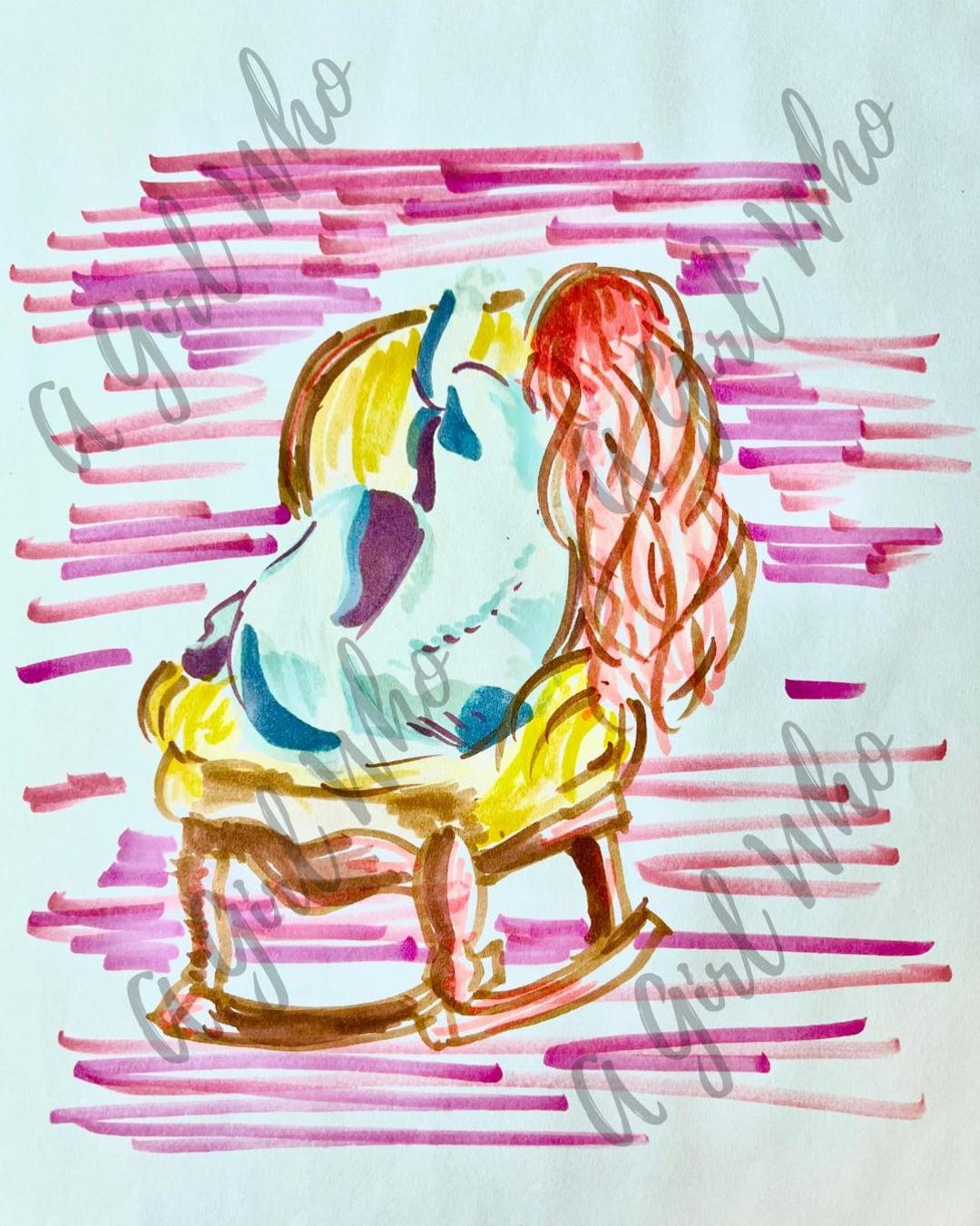 Woman Lounging in a Chair | *DIGITAL FILE* Original Drawing With Ink ...