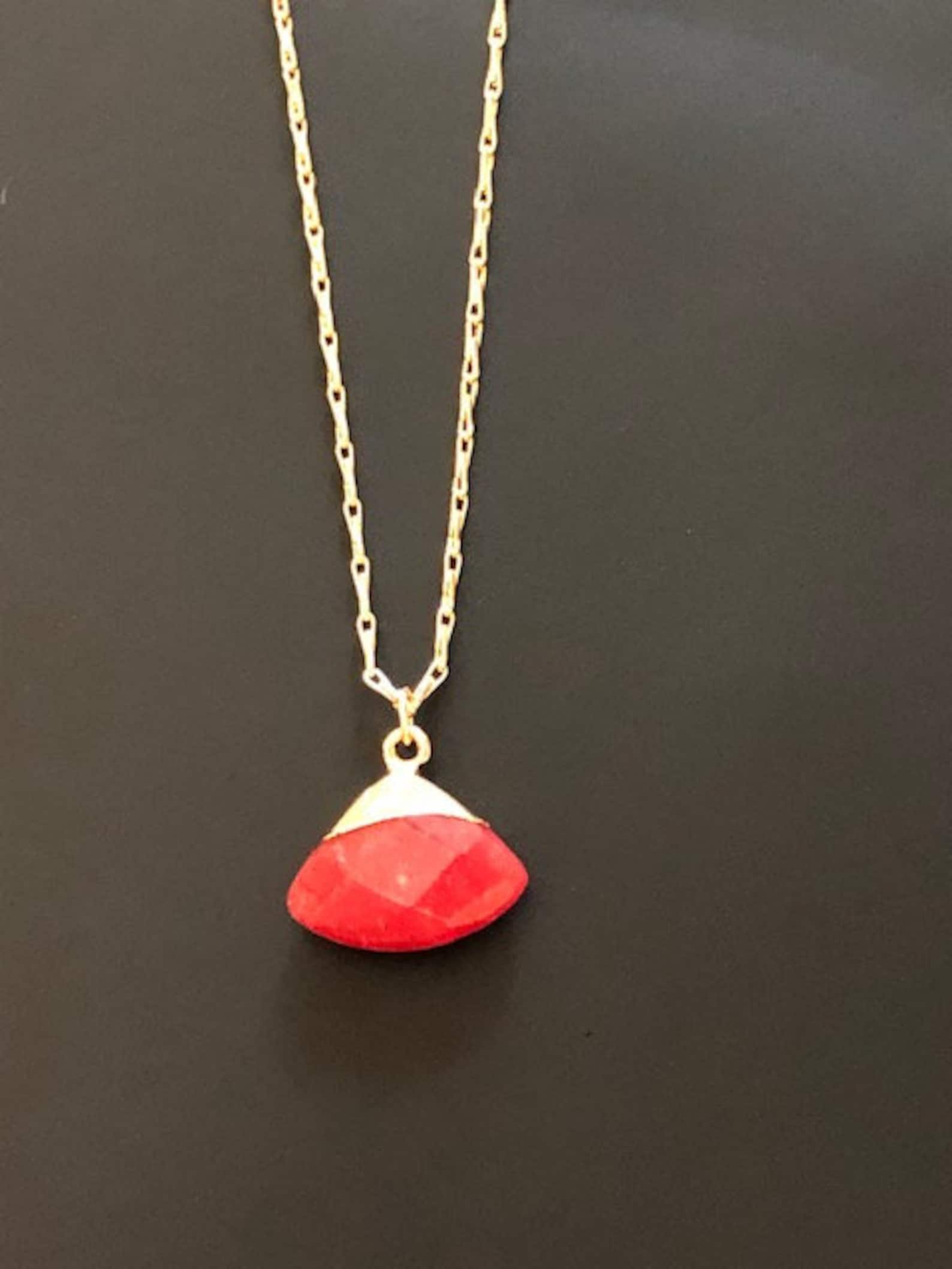 Watermelon Jade Strawberry Jade Red Jade Necklace - Etsy