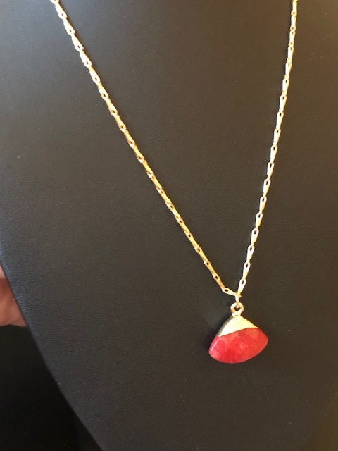 Watermelon Jade Strawberry Jade Red Jade Necklace - Etsy