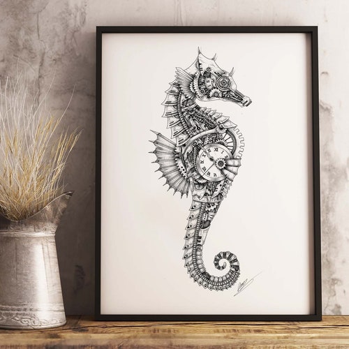 Steampunk Mechanical Seahorse Artwork Digital Print Steampunk - Etsy UK