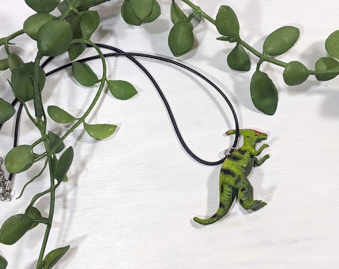 Parasaur Dinosaur Necklace, Upcycled Eco Friendly Reworked Jewellery ...