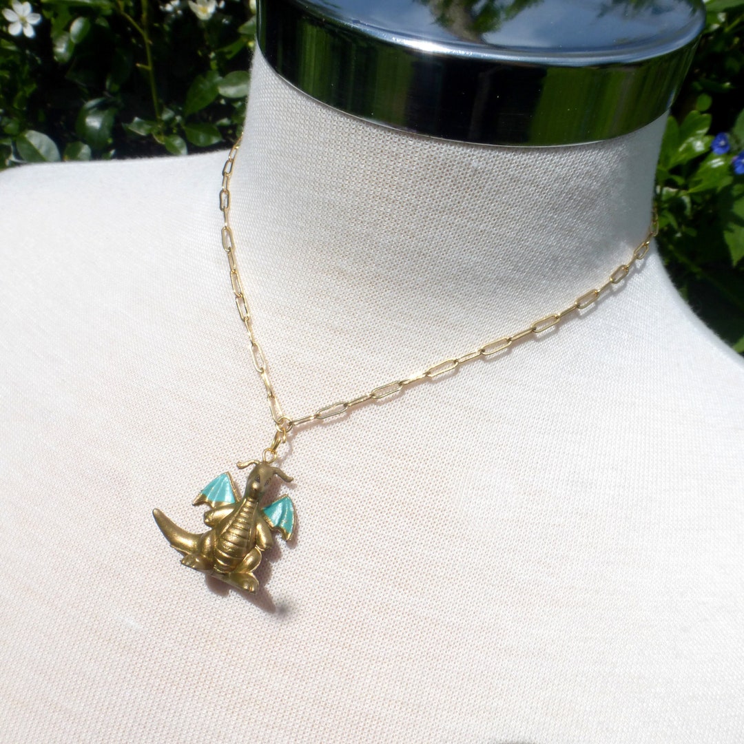 Dragonite Pokemon Upcycled Chain Choker Necklace, Upcycled Eco Friendly ...