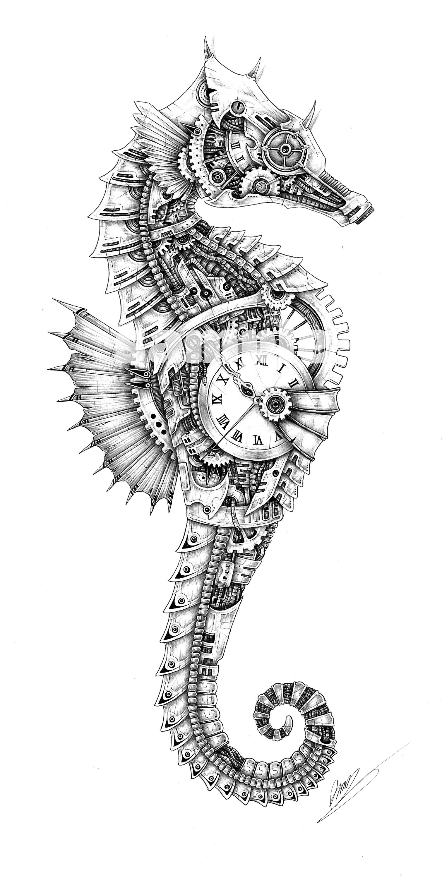 Steampunk Mechanical Seahorse Artwork Digital Print, Steampunk Artwork ...