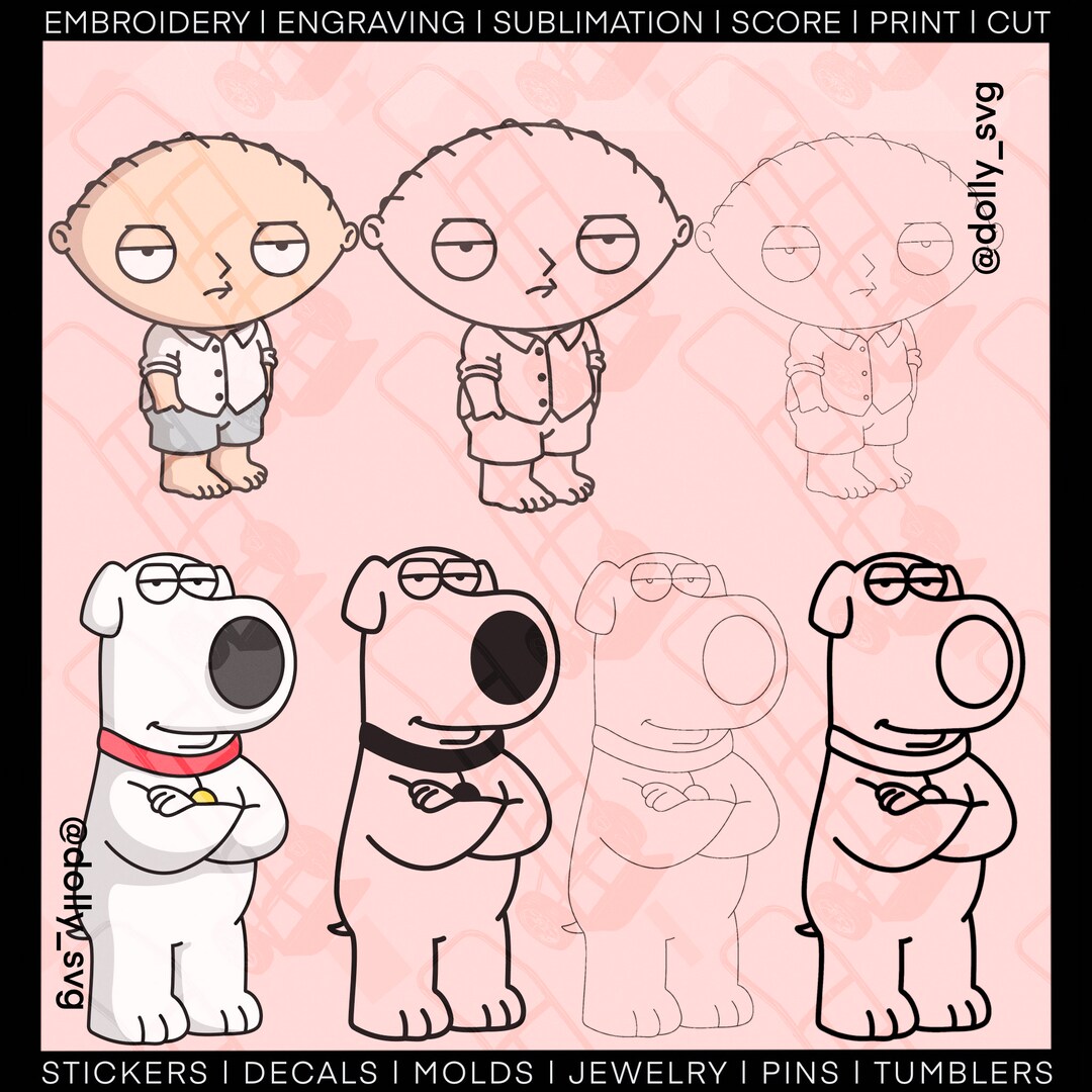 Brian Stewie SVG PNG | Laser, Cricut, Plasma Silicone Mold Engraving ...