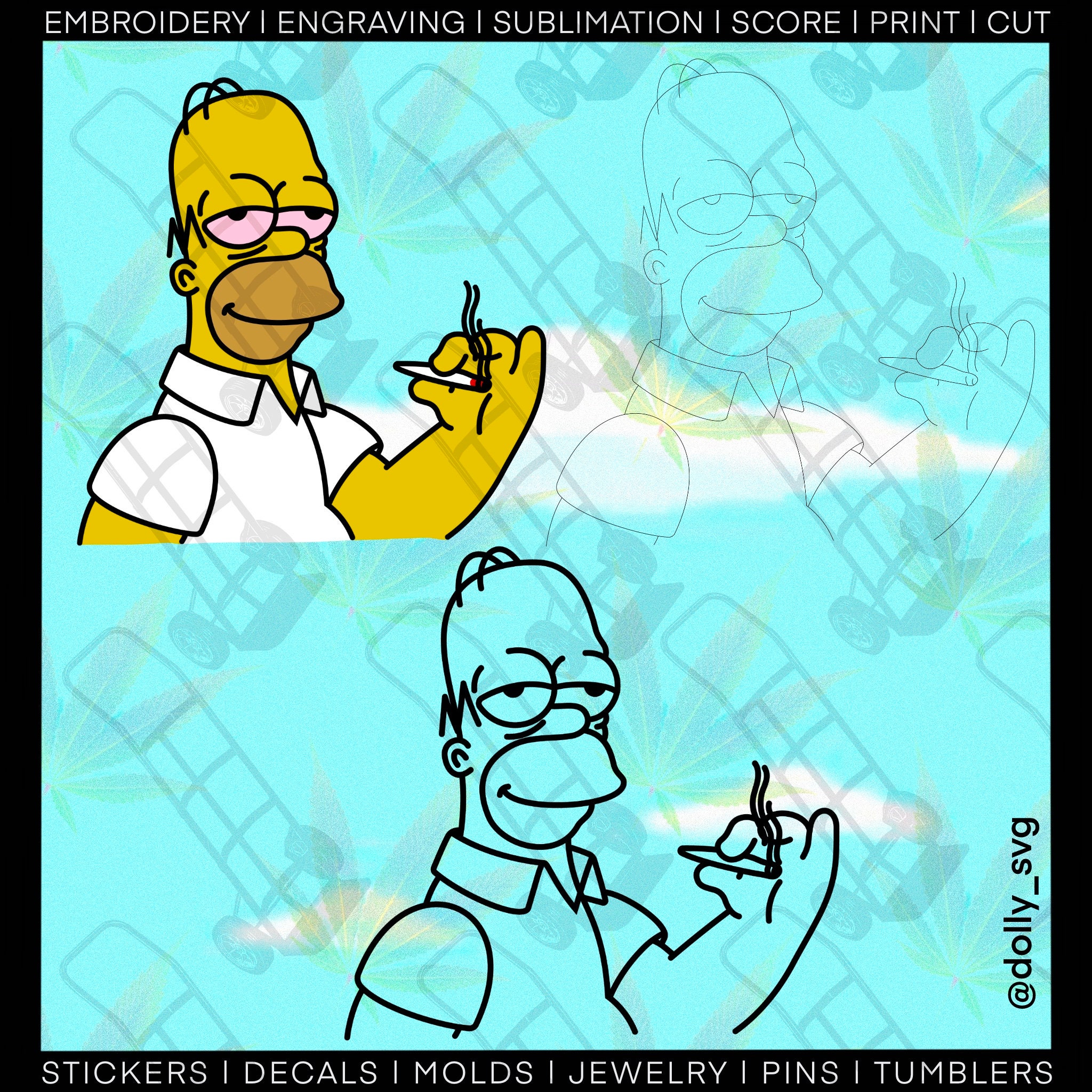Homer SVG PNG Laser, Cricut, Plasma Silicone Mold Engraving Embroidery ...