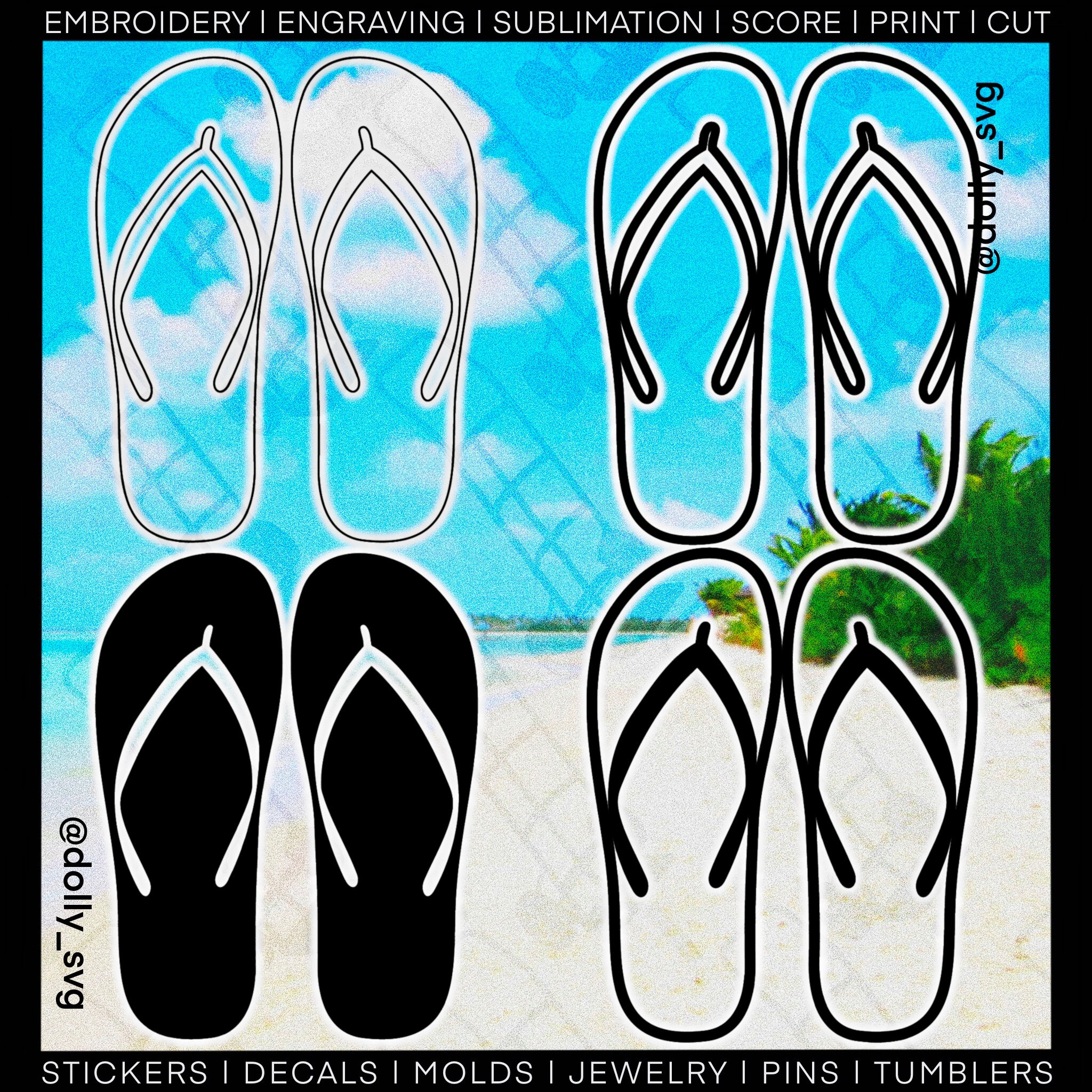 Flip Flop SVG PNG Laser, Cricut, Plasma Silicone Mold Engraving ...