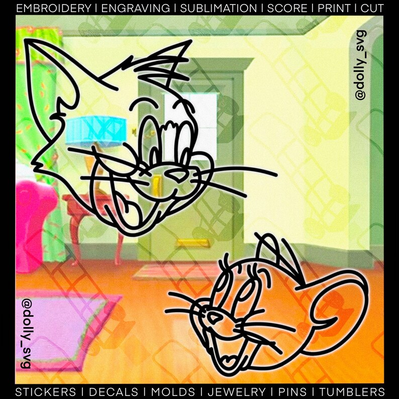 Tom & Jerry SVG PNG Laser Cricut Plasma Silicone Mold - Etsy