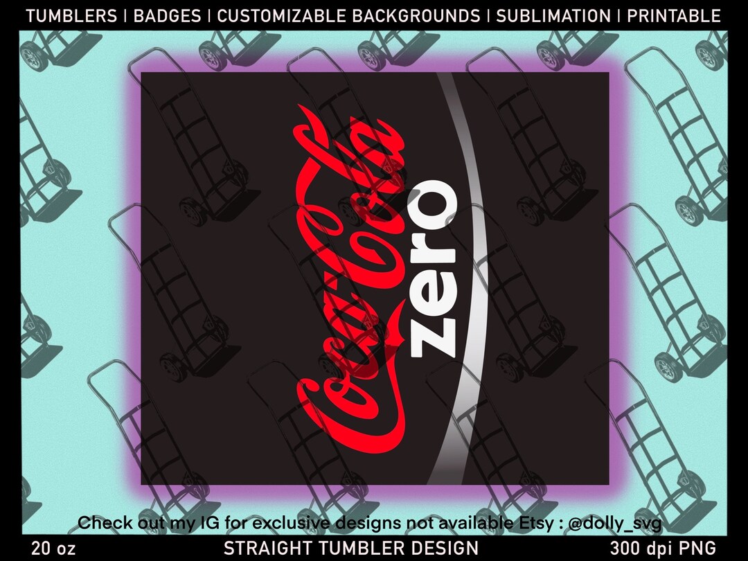 Tall Soda Can Design Cola Zero With Seamless Black Metallic Fade 20oz ...
