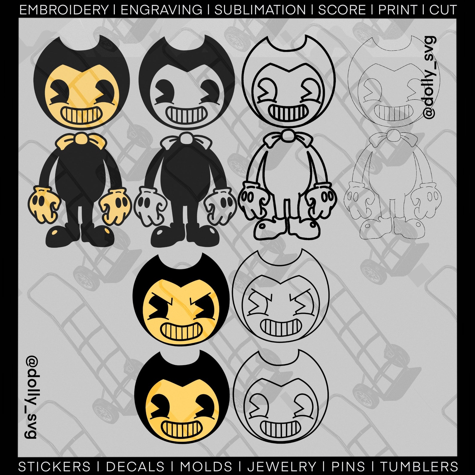 Bendy SVG | PNG | Laser, Cricut, Plasma | Silicone Mold Engraving ...