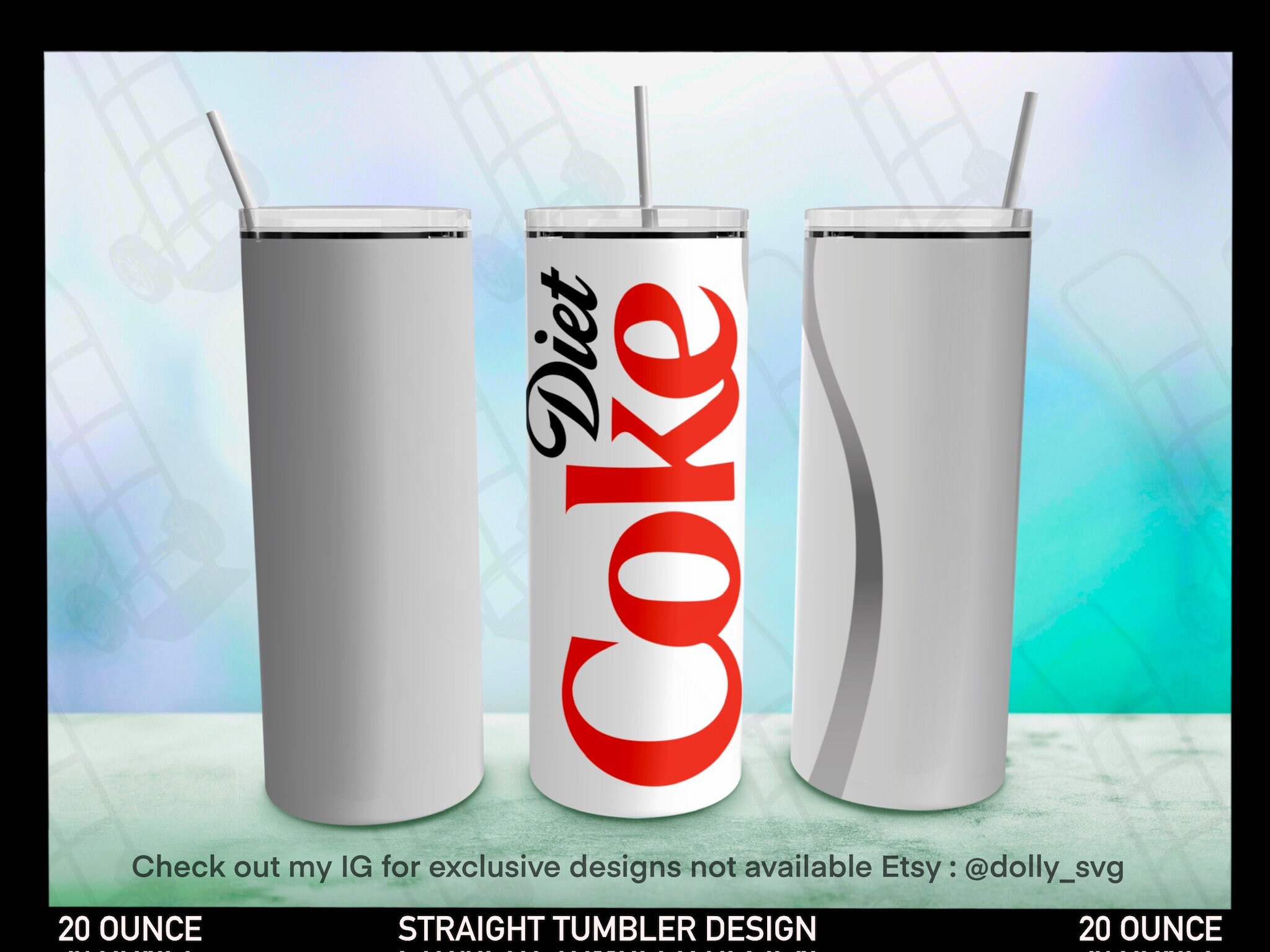 Diet Tall Soda Can Cola With Seamless Metallic 20oz Straight Tumbler ...