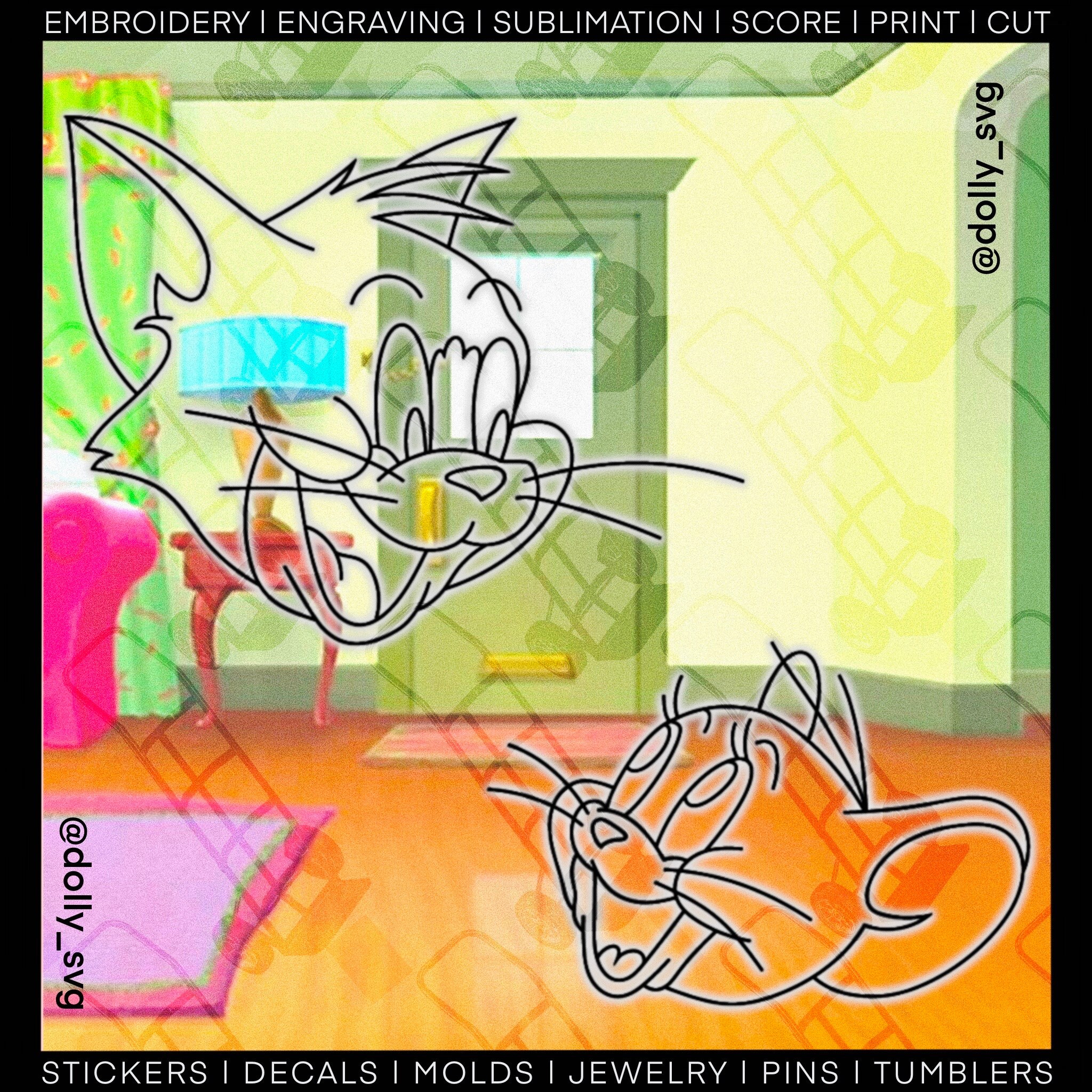 Tom & Jerry SVG PNG láser cricut plasma molde de silicona - Etsy España