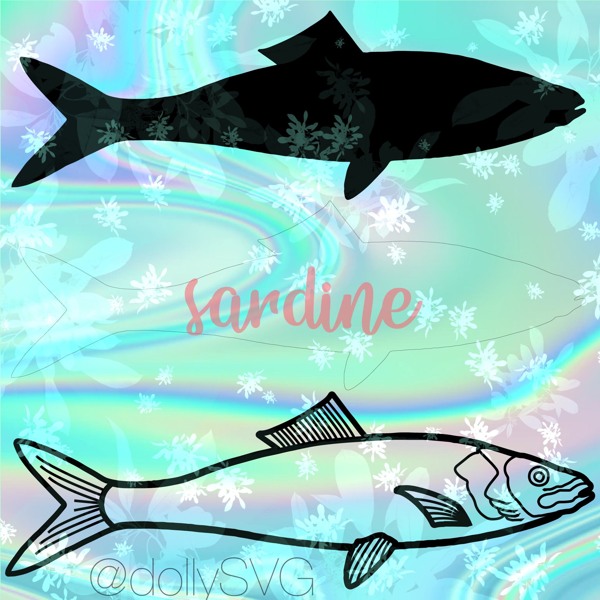 Sardine SVG/PNG Laser Cricut Scoring File, Silicone Engraving Embroider ...