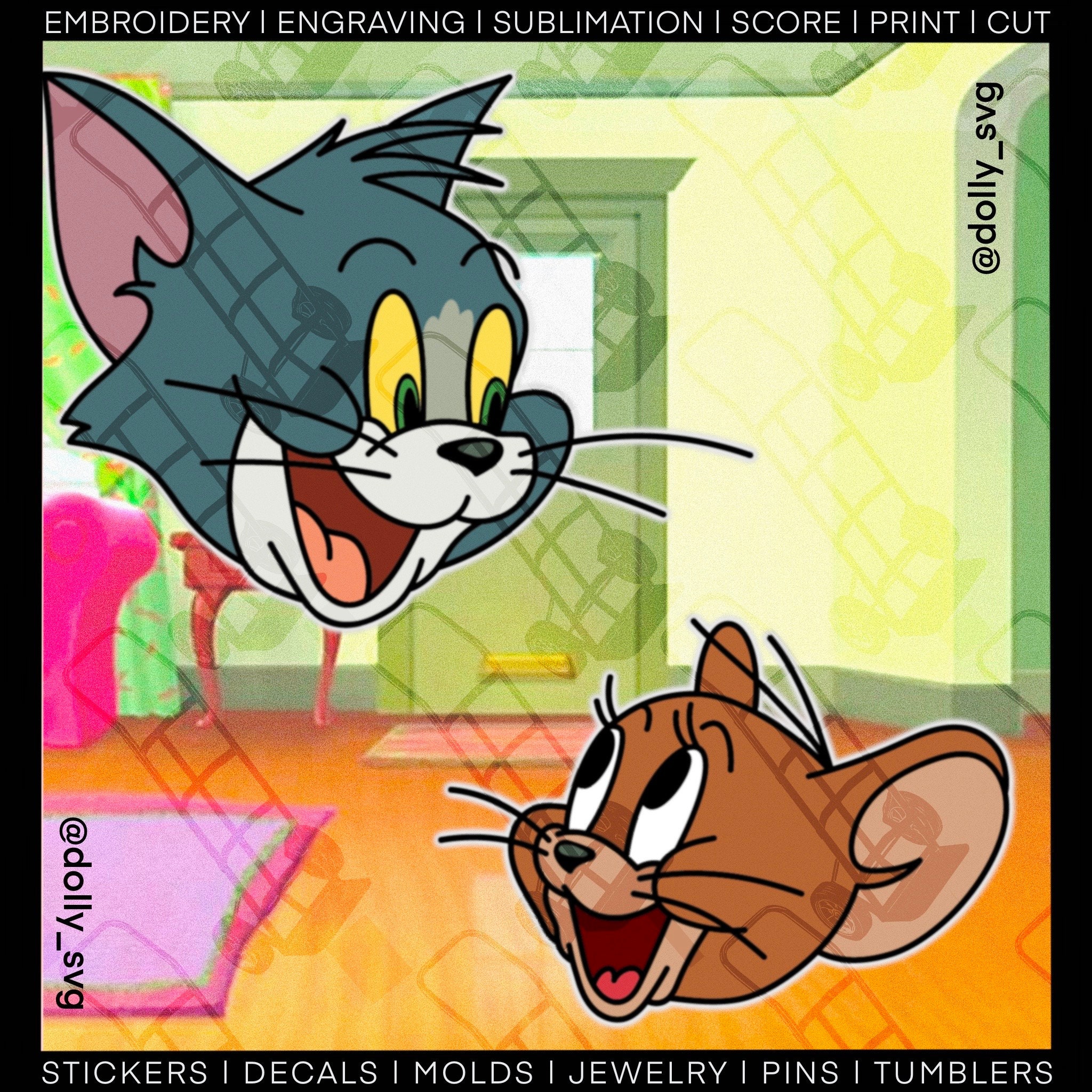 Tom & Jerry SVG PNG láser, cricut, plasma, molde de silicona grabado ...