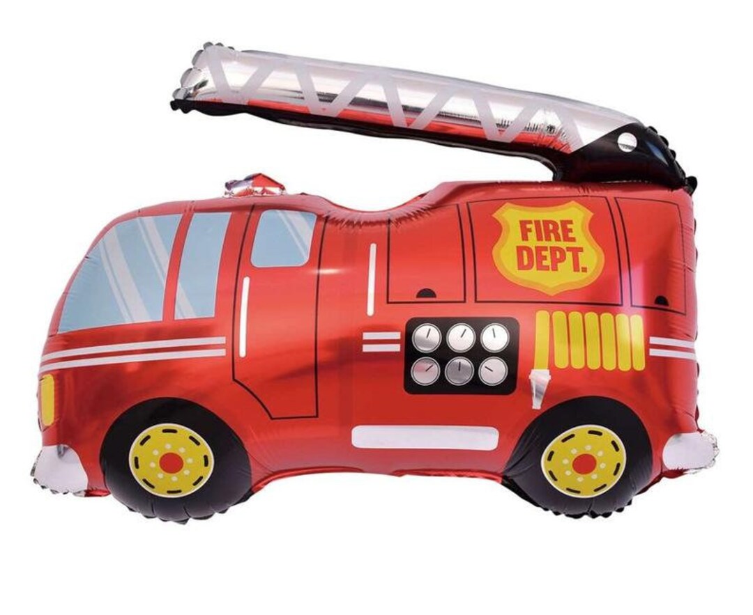Balloon Fire Truck Aluminum Birthday Themed Party Boy Fire Engine Baby ...