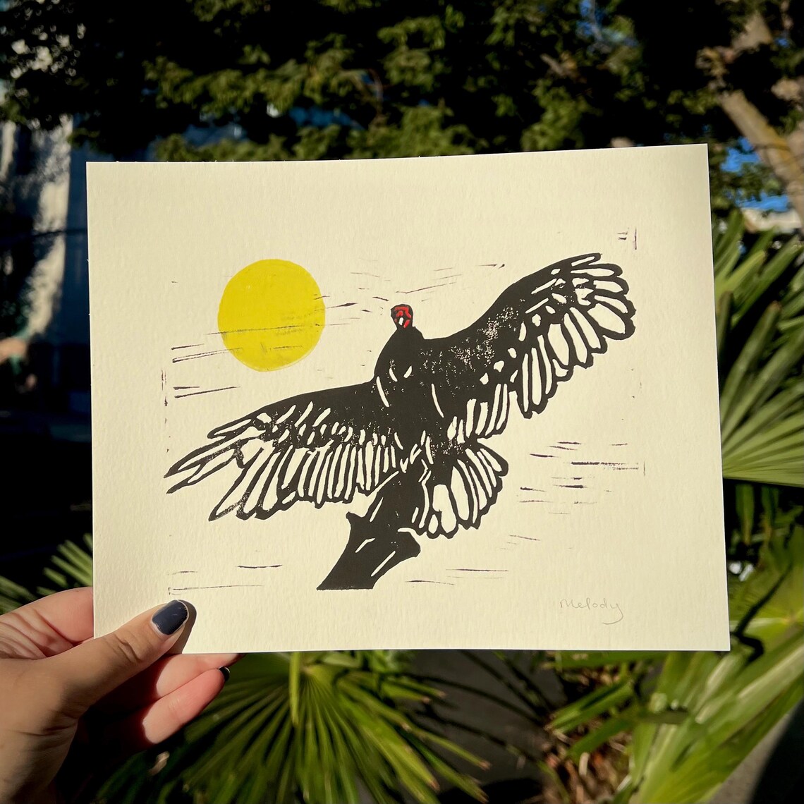 Sunning Turkey Vulture 8x10 Block Print - Etsy