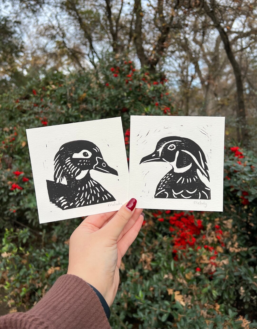 5x5 Wood Duck Block Prints - Set of 2 - Etsy