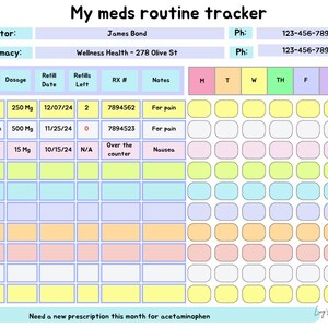 Medication Tracker Information, Meds Refill Tracker, Medication Tracker ...