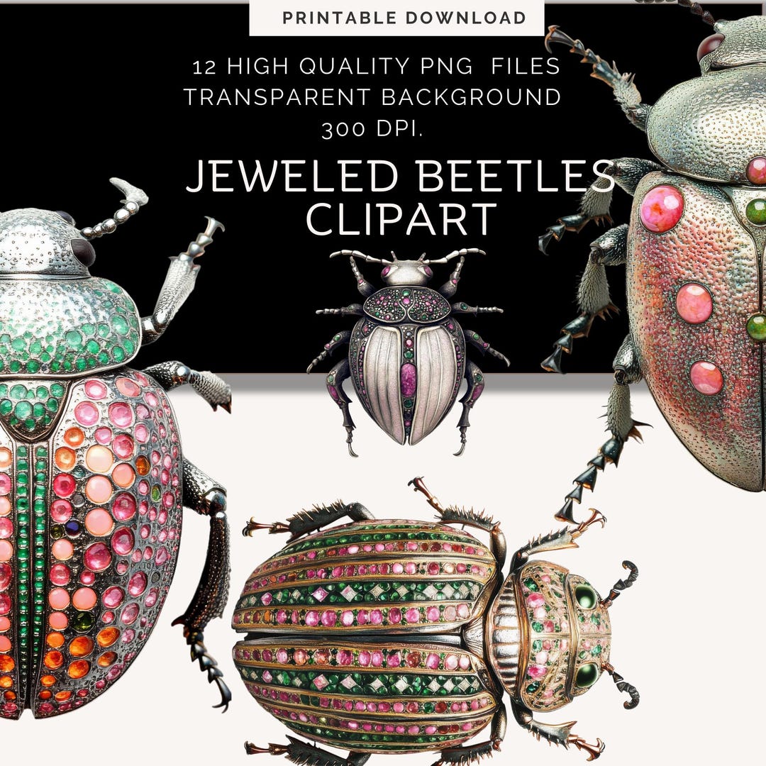 12 Jewelled Beetle Clipart Golden Beetle Printable Watercolor Clipart ...