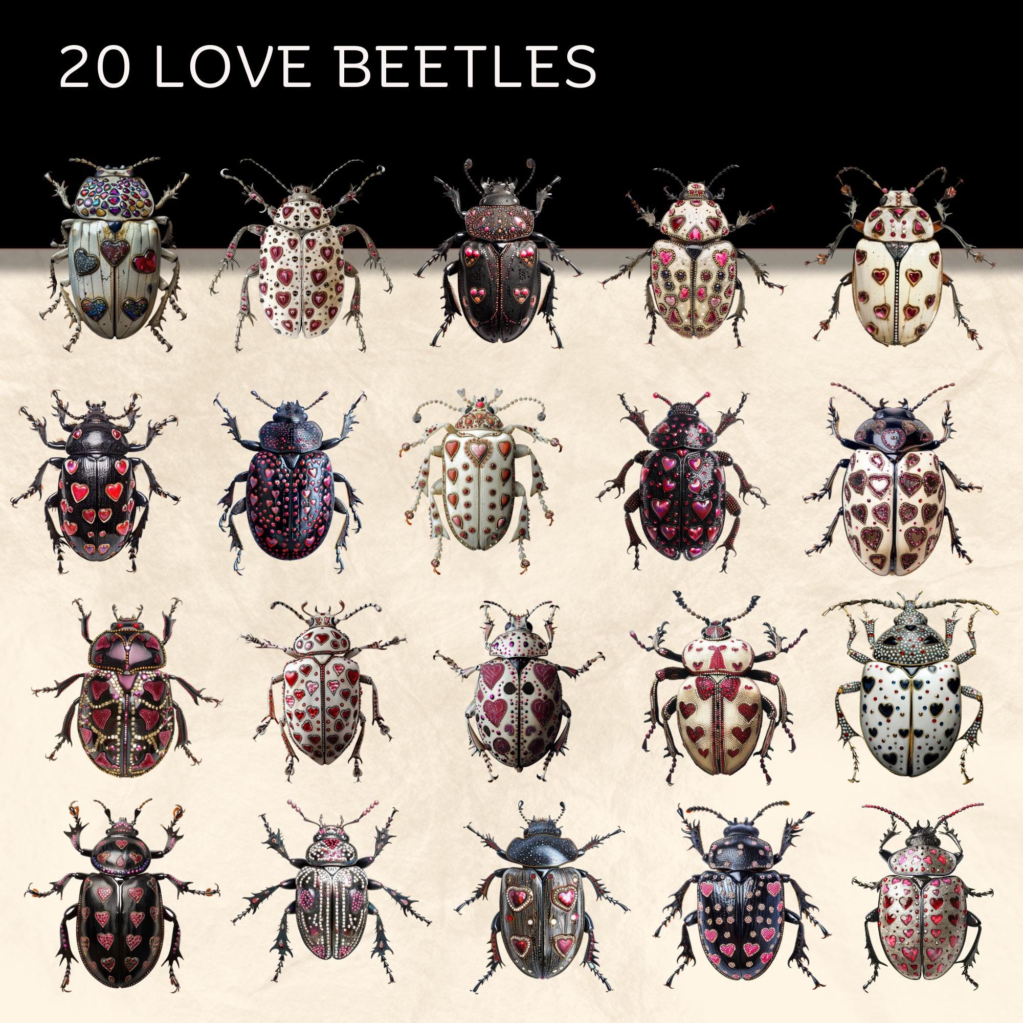 Love Beetle Clipart Bundle, Folk Art Insect PNG (digital Download) - Etsy